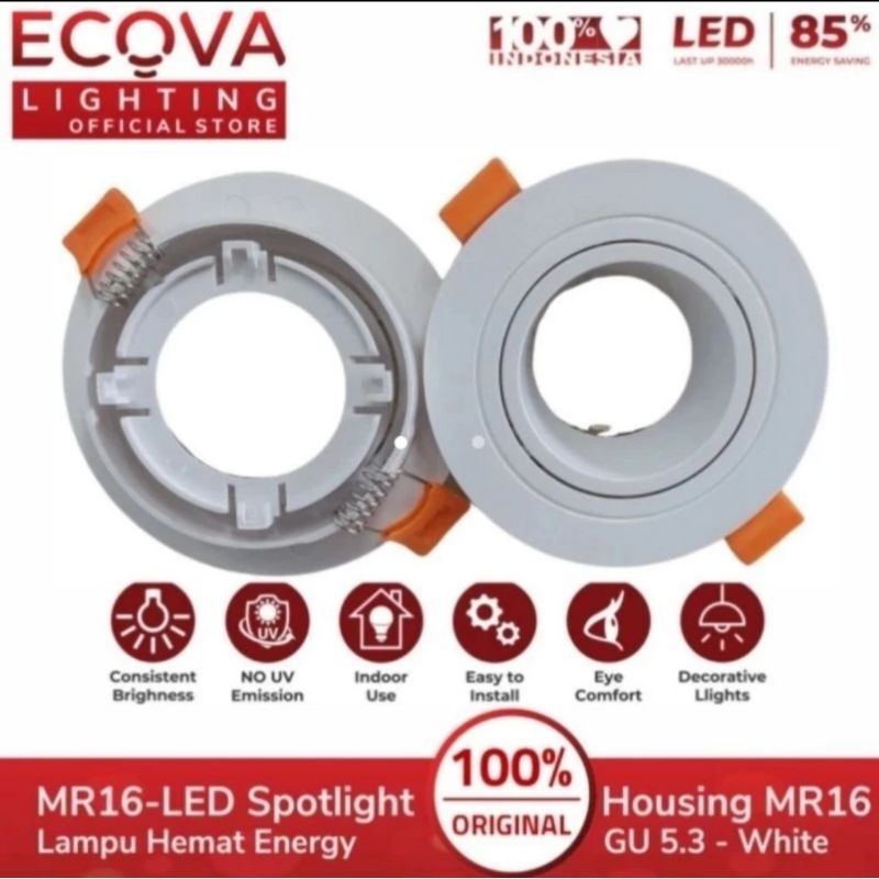 Jual Kap Rumah Lampu Ecova Downlight MR16 MR 16 Halogen Sorot LED Spot Housing | Shopee Indonesia