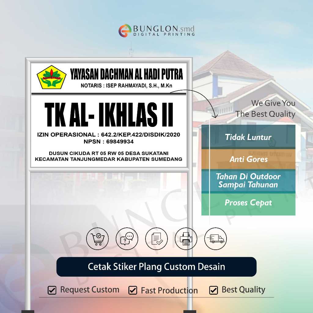 Jual STIKER PLANG SEKOLAH TK PAUD SD SMP SMA CUSTOM DESAIN TAHAN HINGGA ...