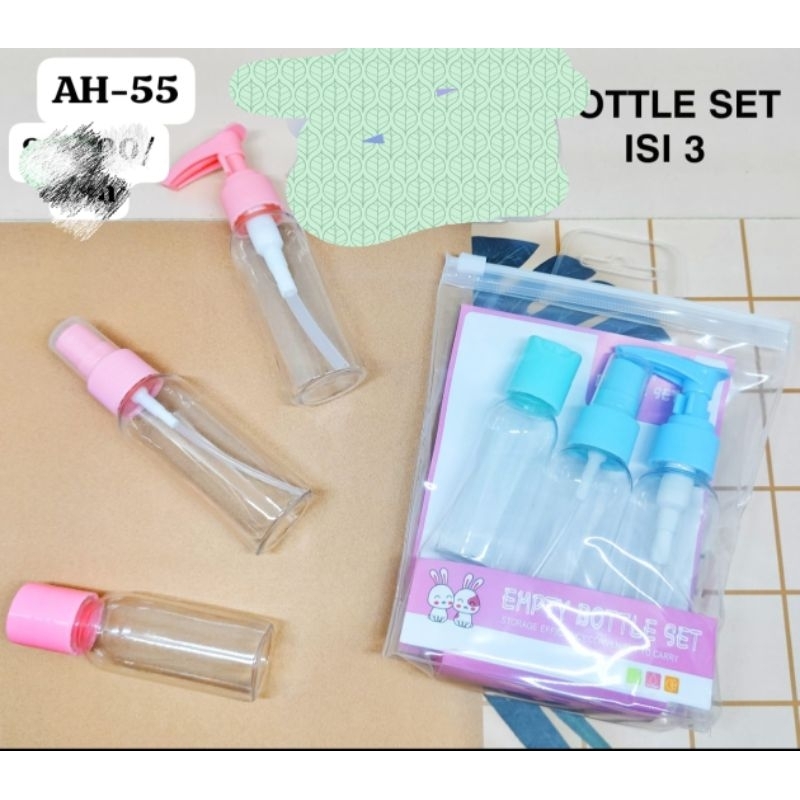 Jual BOTOL TRAVEL 3 IN 1 BOTOL KOSONG SET BOTOL PUMP BOTOL KOSMETIK ...
