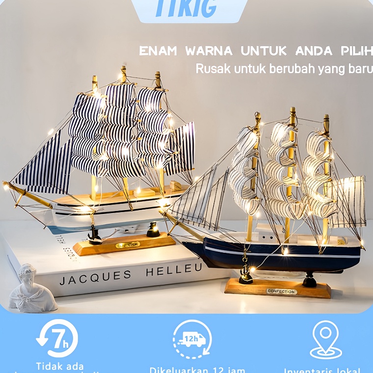 Jual Model Unik Wooden Sailing Model Kapal Mainan Anak Miniatur Kapal ...