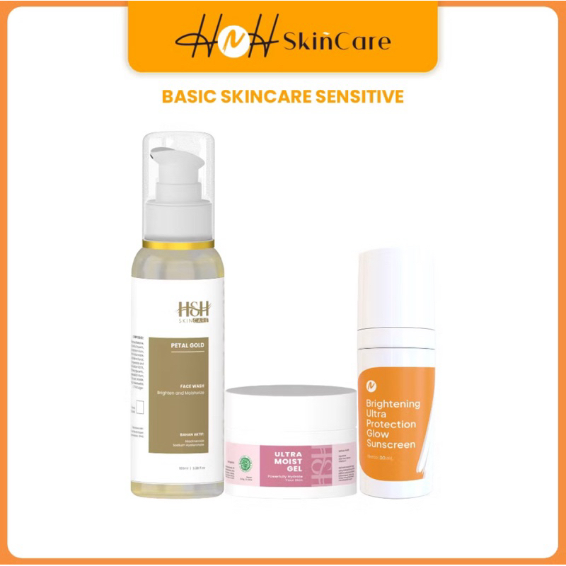 Jual HNH Basic Skincare Sensitive With New Sunscreen ( Facial Wash Gold ...