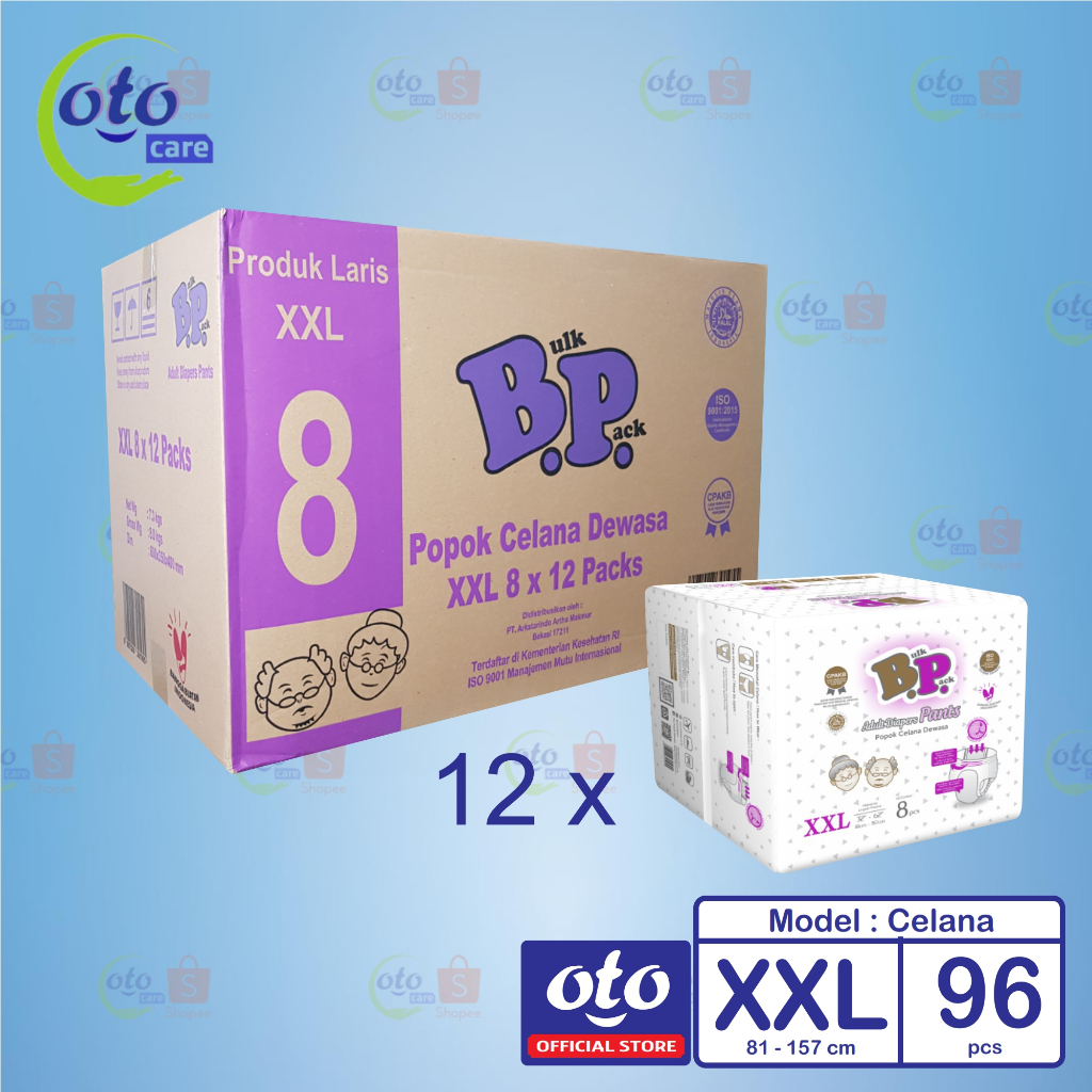 Jual BP Popok Dewasa PANTS Diapers model Celana ukuran XXL isi 8 pcs x 12 ( 96 pcs ) | Shopee ...