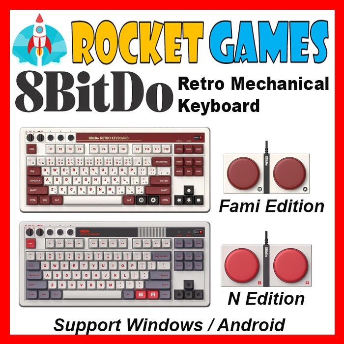Jual 8Bitdo Retro Mechanical Keyboard Wireless Portable for Windows ...