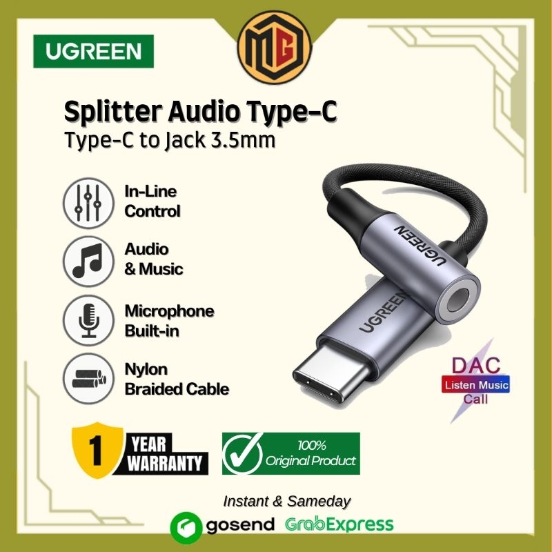 Jual UGREEN Audio Converter USB-C to Jack 3.5mm DAC Chip Headphone Open ...
