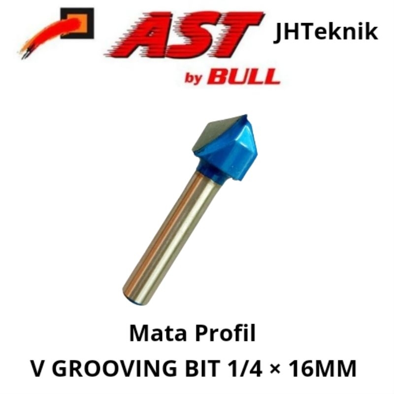 Jual JHTeknik Mata Profil Trimer Groving Bit 1/4 × 16mm AST BY BULL 100 ...