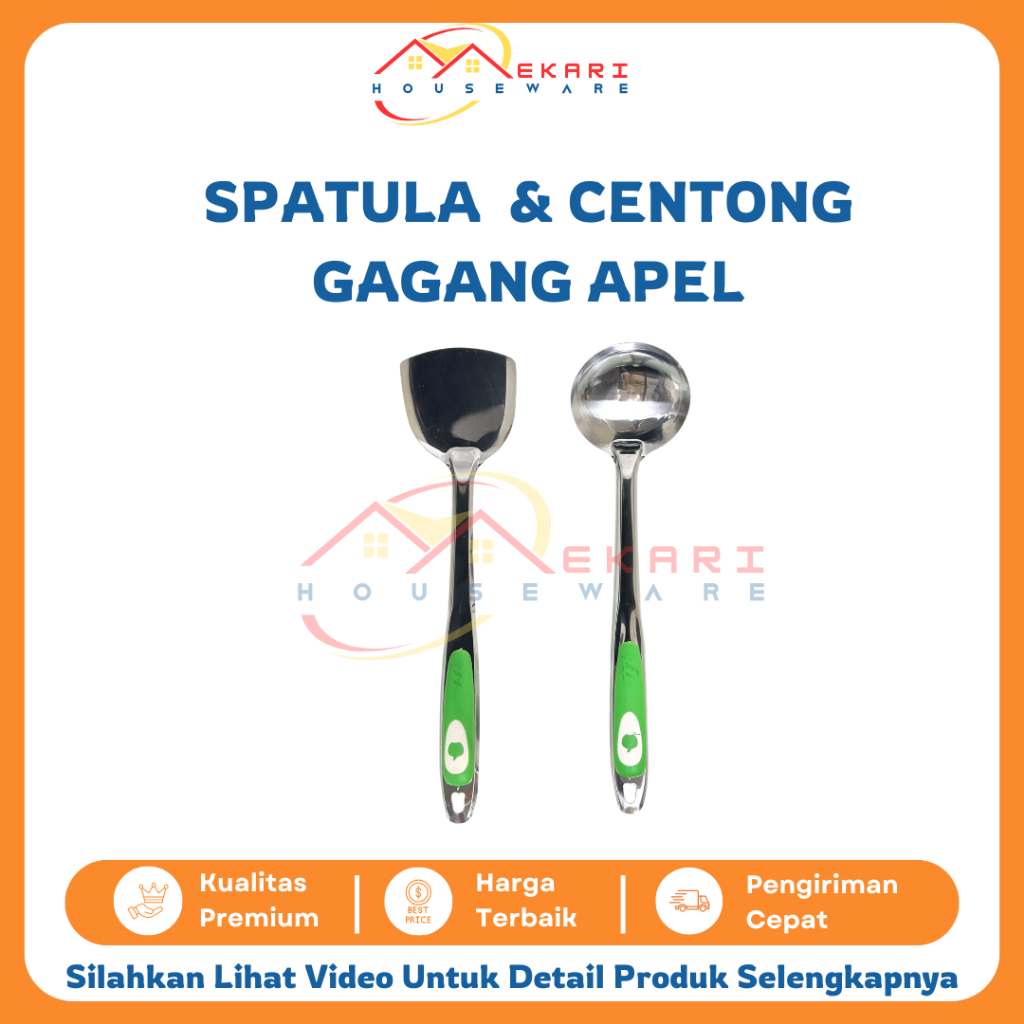 Jual Spatula Sodet Sutil Sendok Sop Centong Stainless Steel Gagang Apel ...