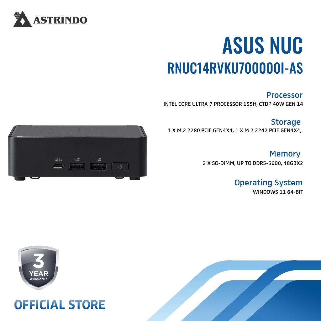 Jual Asus NUC 14 Pro Mini PC 14RVKU700000I Intel Core Ultra 7 155H Gen ...