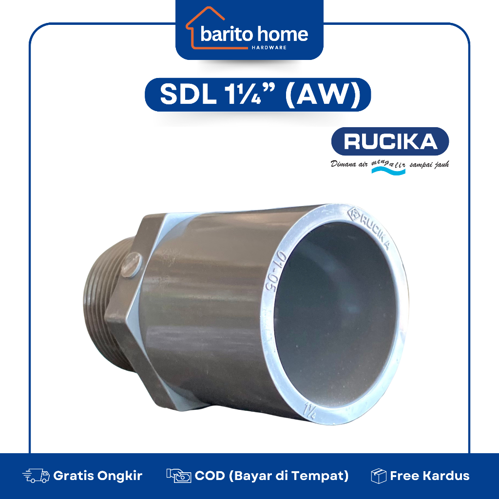 Jual RUCIKA Sok Drat Luar (SDL) 1 1/4 Inch AW (Tebal) uPVC / Sambungan ...