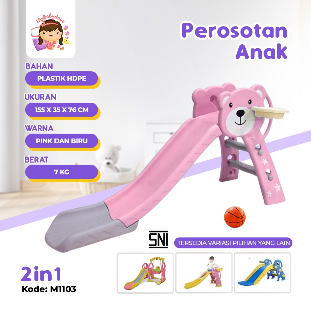 Jual SNI Perosotan Anak Mainan Seluncuran + Basket Mini Anak Playground ...