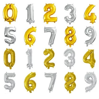 Jual Balon Foil Angka Jumbo 80 cm Gold Silver/Balon Angka 0-9 Jumbo ...