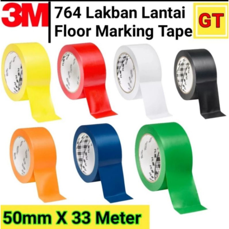 Jual Floor Marking Tape 3M 764 Lakban Lantai 5cm x 33Meter Lakban Tanda Pembatas | Shopee Indonesia