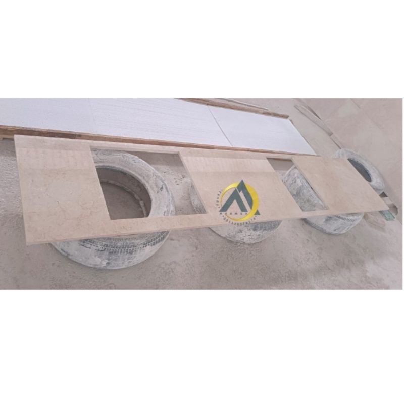 Jual Top table kitchen set dan lubang batu marmer putih krem bersih ...