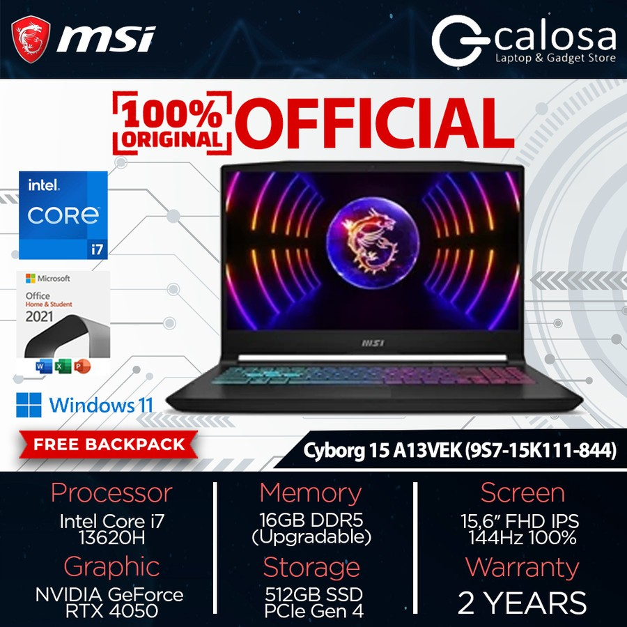 Jual MSI Cyborg 15 A13VEK (9S7-15K111-844) Core i7-13620H RAM 16GB 512GB SSD RTX4050 6GB Win 11 ...