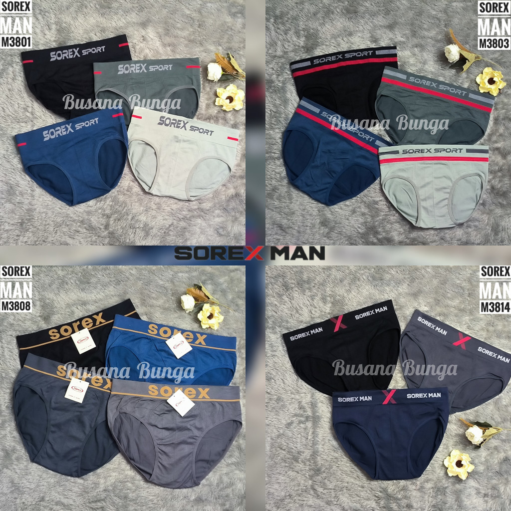 Jual Sorexman (2pc, 4pc, 6pc) Cd/Celana Dalam Pria M3801 M3803 M3814 M3808 Seamless Sport Lembut ...