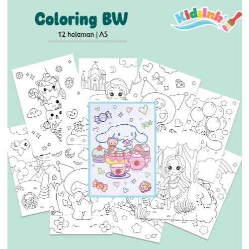 Jual Mainan mewarnai COLORING BW 12 lembar sanrio kuromi / mewarnai ...