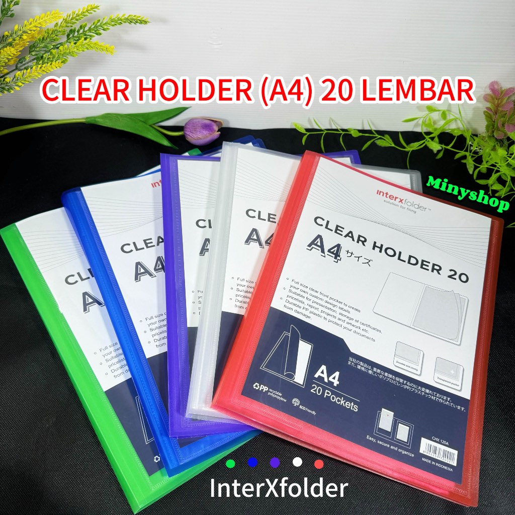 Jual Clear Holder A4 20 Pocket InterX/Dokumen File Keeper/Display Album Book/Plastik Folder ...
