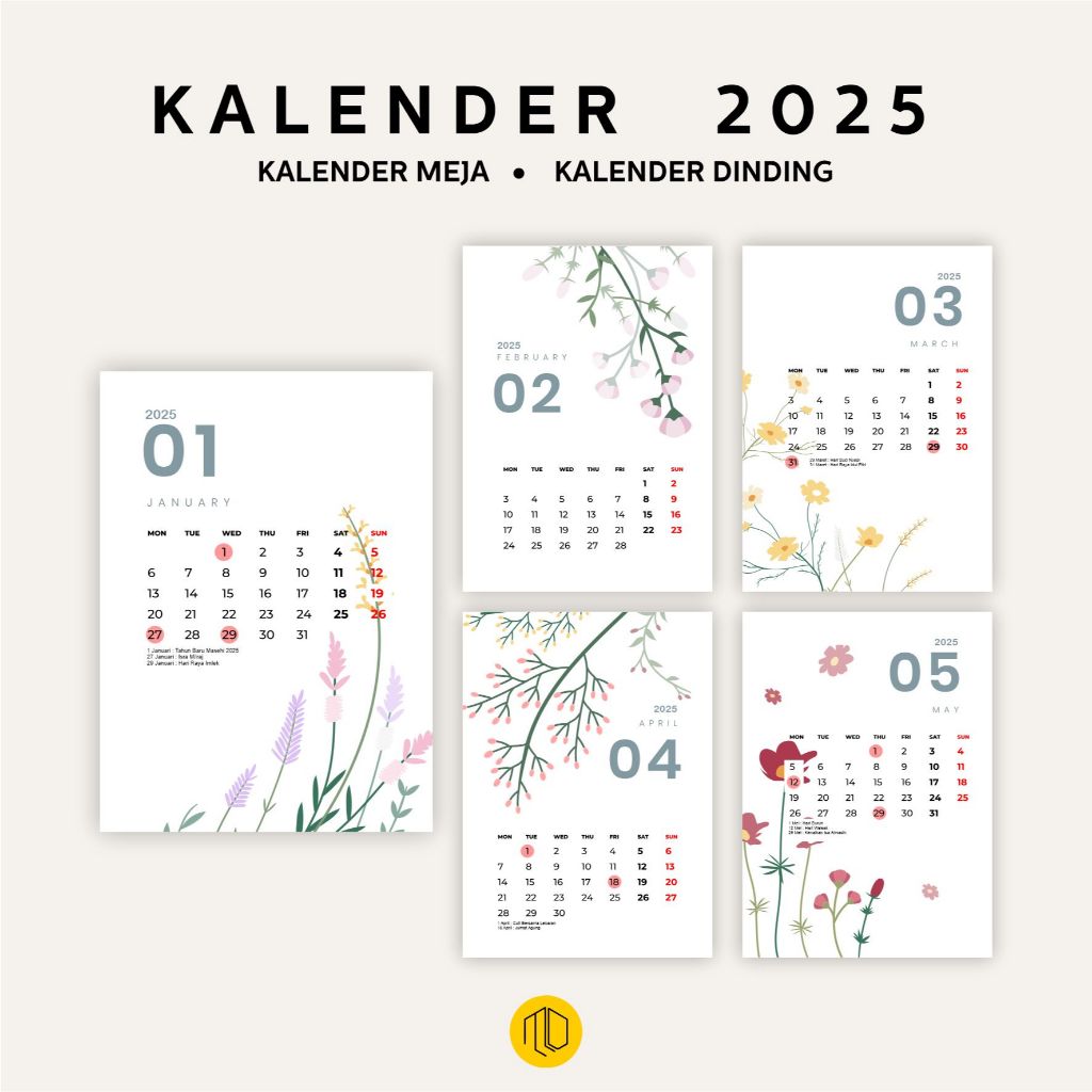 Jual V. 4 KALENDER DINDING / KALENDER DUDUK 2025 / KALENDER TEMPEL 2025 ...