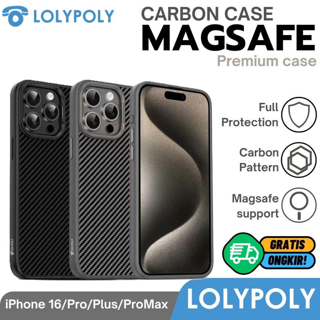 Jual LOLYPOLY Case Magsafe IPhone 16 Pro Max Plus Series Carbon Pattern ...