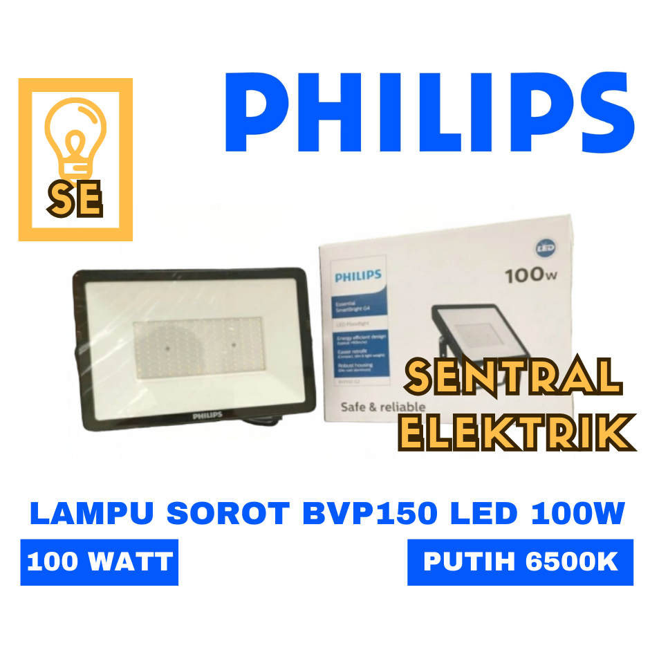 Jual kap Lampu Sorot / Flood Light LED Philips BVP150 100Watt 100 W 100 Watt 100W Putih 5700K ...