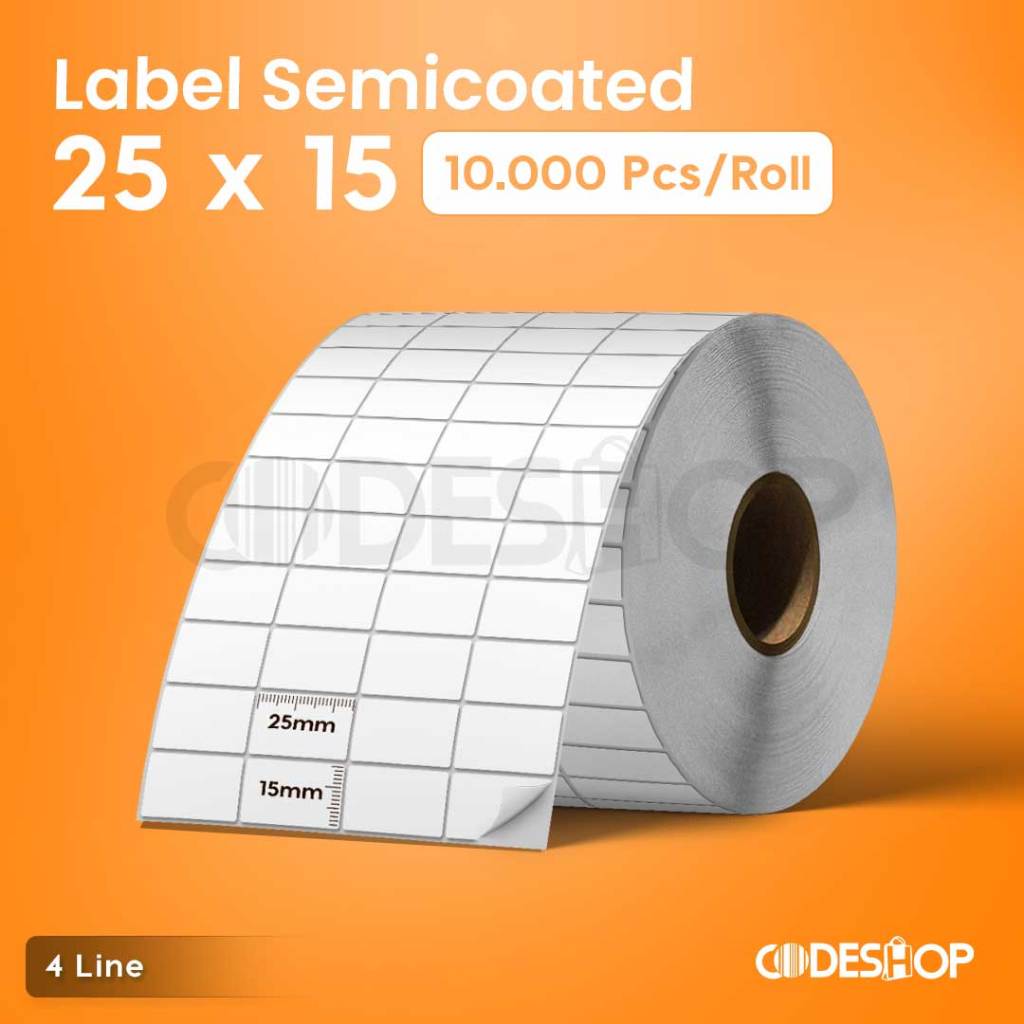 Jual Label Barcode 25 X 15 mm (4 Line) Kertas Sticker Semicoated 25x15 ...