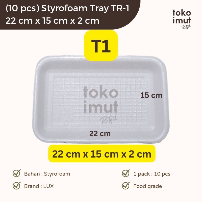 Jual [10 PCS] Styrofoam Tray T1 22 cm x 15 cm x 2 cm Styrofoam Tray Nampan Buah, Daging, Sosis ...
