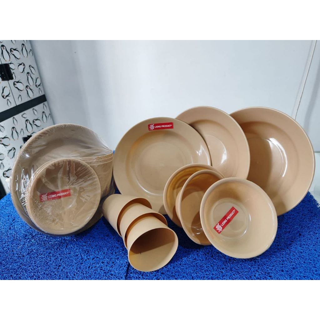 Jual SET PIRING MANGKOK GELAS (ISI 9PCS) / PIRING SET MANGKOK GELAS ...