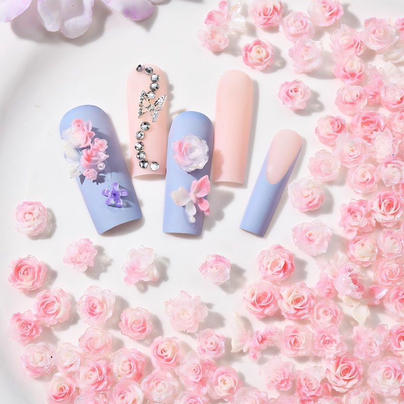 Jual H131 (10pcs) Aksesoris Manik Nail Art Flowers Rose Hiasan Kuku ...