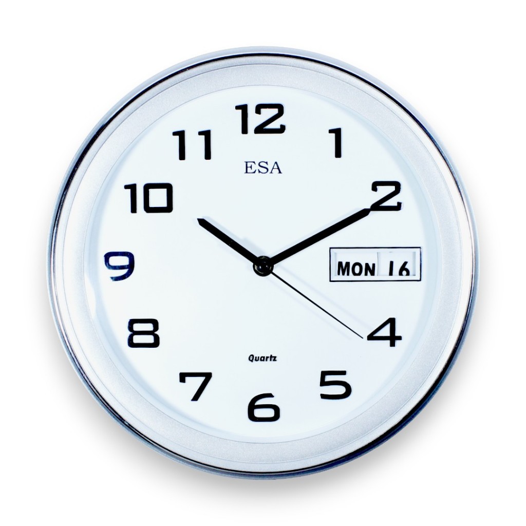 Jual ESA Jam Dinding Hari Tanggal Kalender Otomatis Ukuran 28cm 6354 ...