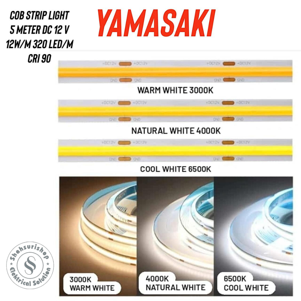 Jual YAMASAKI LED STRIP COB 2835 5 METER 10W/M 320 LED INDOOR LED FULL TERANG | Shopee Indonesia