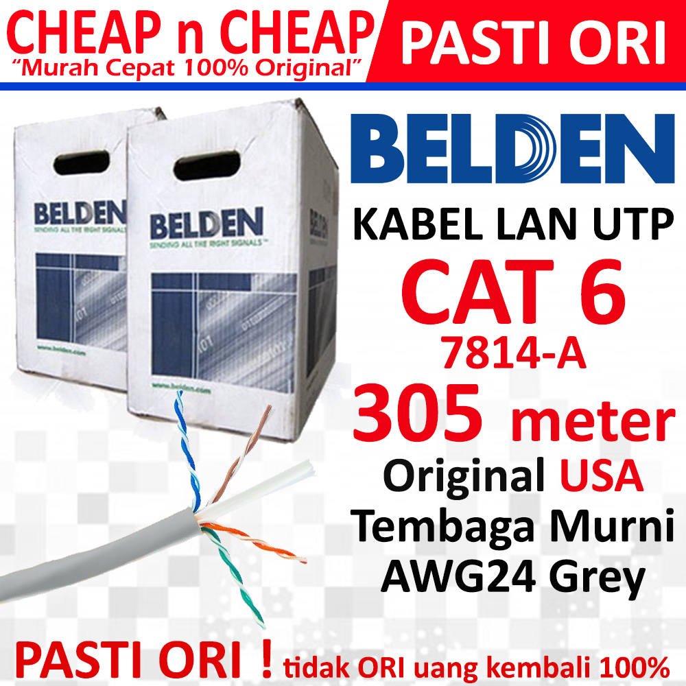 Jual Kabel Lan Belden Cat 6 305m UTP Ethernet 1 Roll 305 m meter Cat6 | Shopee Indonesia