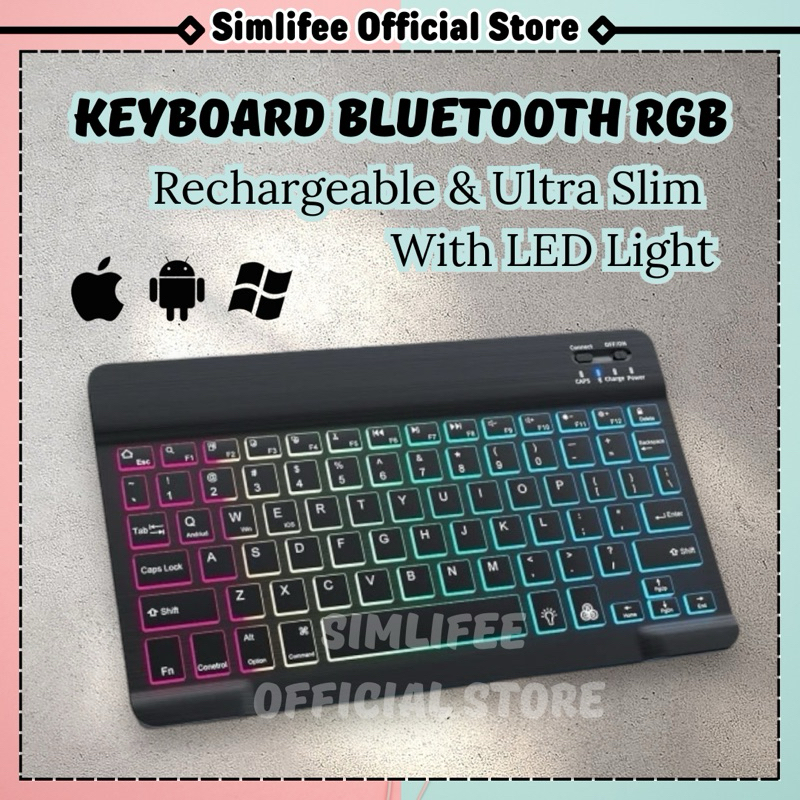 Jual Keyboard Bluetooth Wireless RGB Backlight LED Tablet iPad PC ...