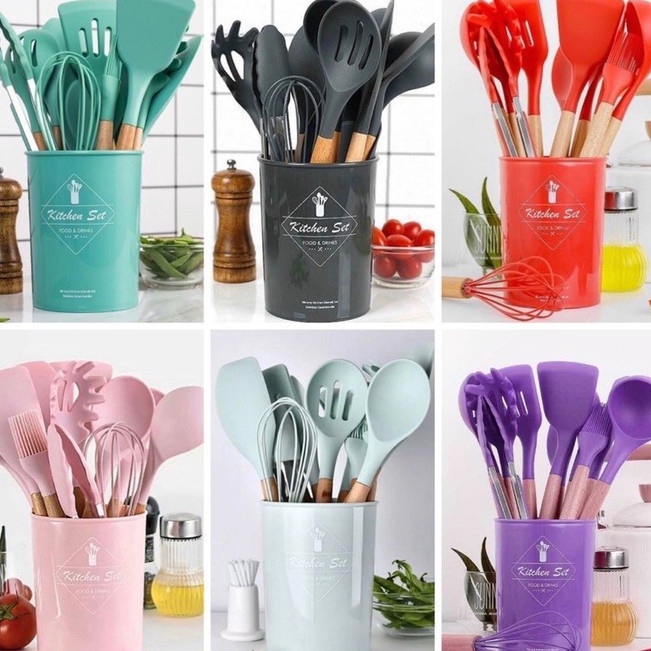 Jual Produk Terpopuler Alat Masak Spatula Silikon Peralatan Masak Set ...