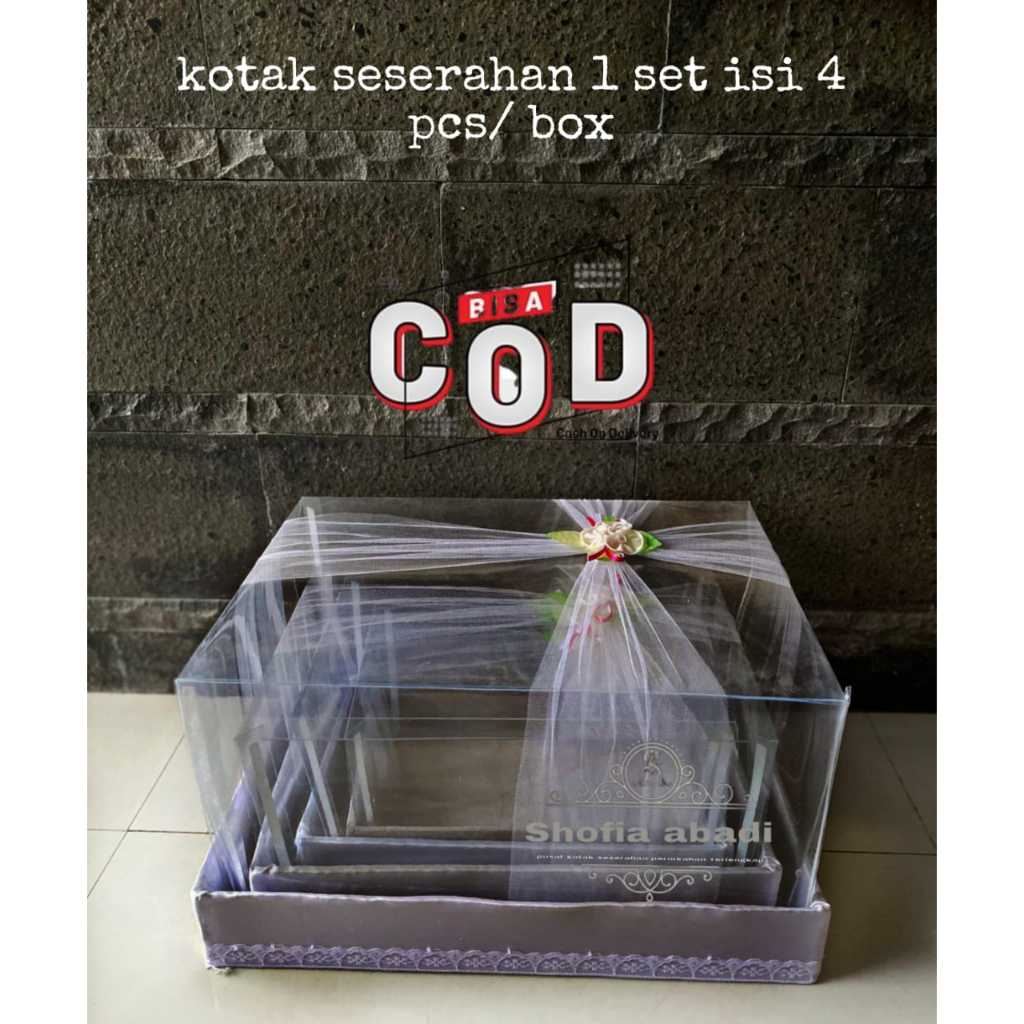 Jual Kotak Parcel Hantaran Seserahan 1 Set Isi 4 Box Kotak Mahar Cincin ...