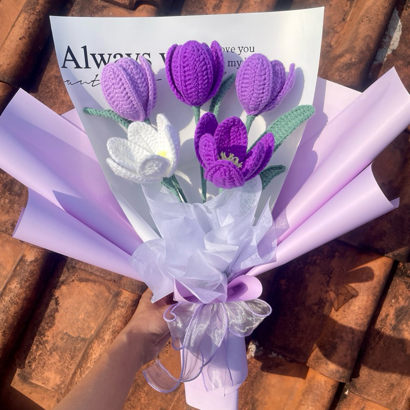 Jual Buket Bunga Tulip | Buket Rajut | Shopee Indonesia