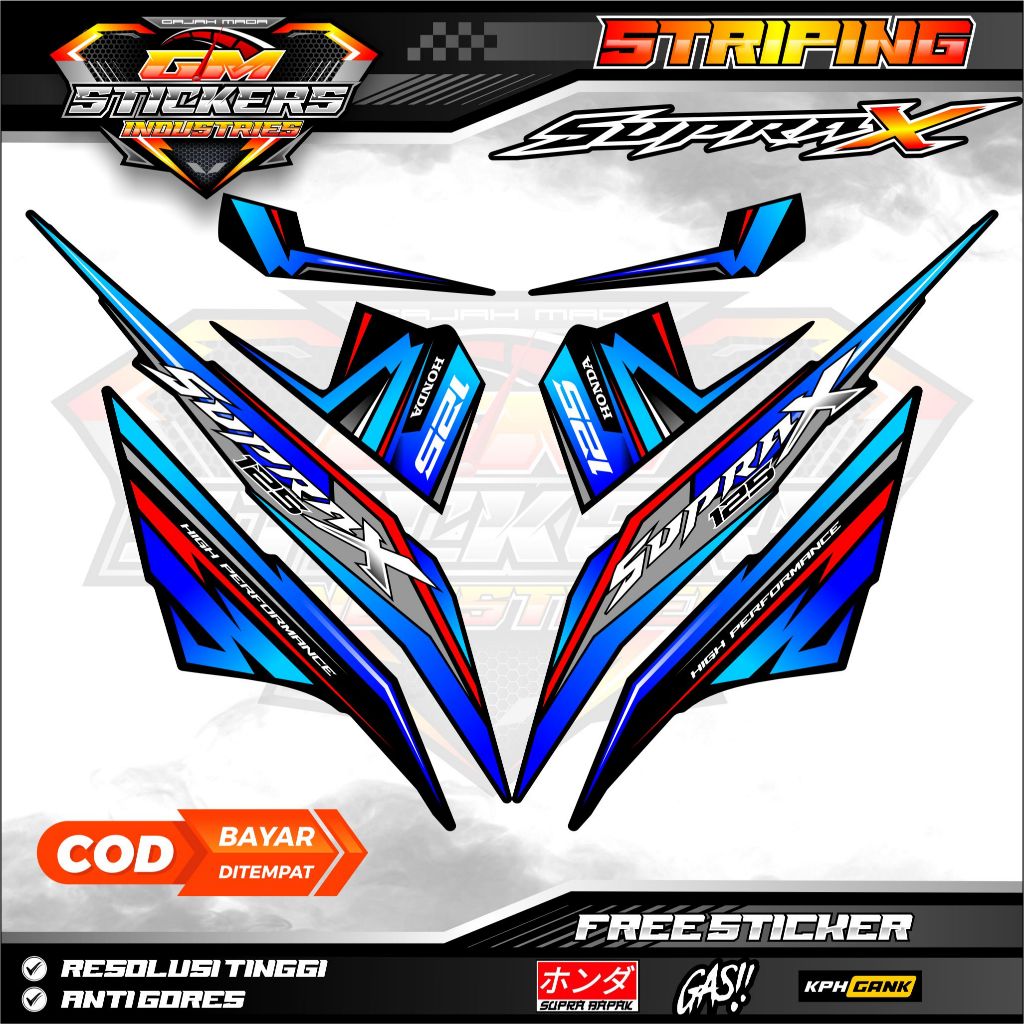Jual STRIPING STIKER VARIASI HONDA SUPRA X 125 KARBU 2008-2012 KPH K8 ...