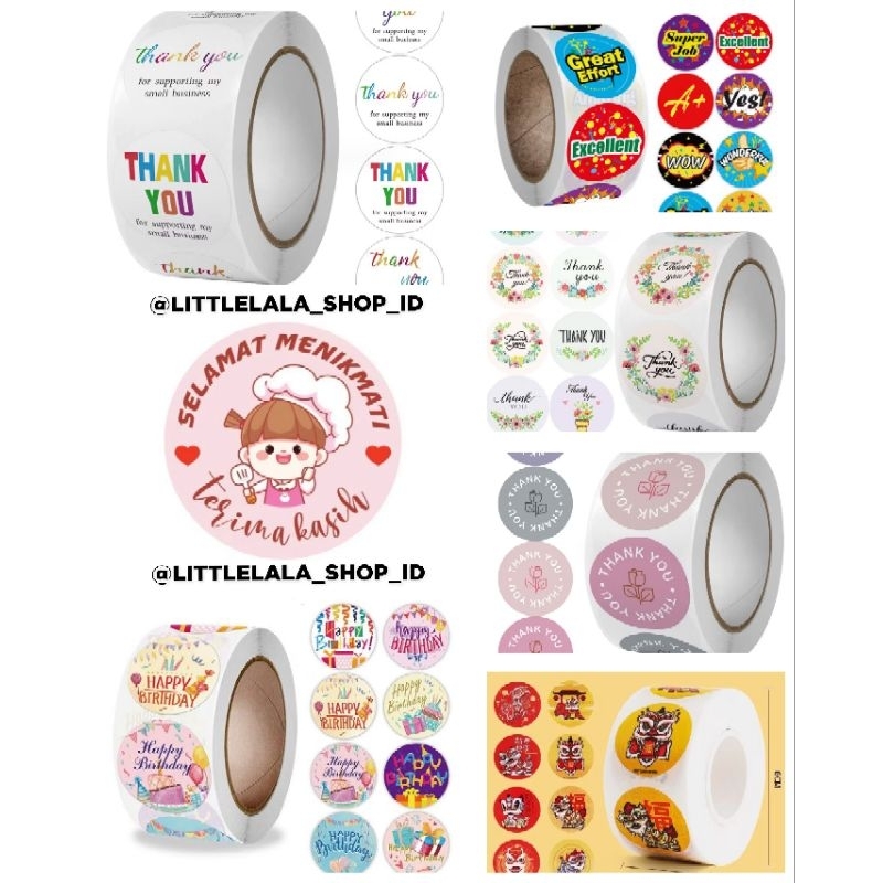 Jual Sticker Thank You 500pcs per roll bulat /sticker thankyou love ...