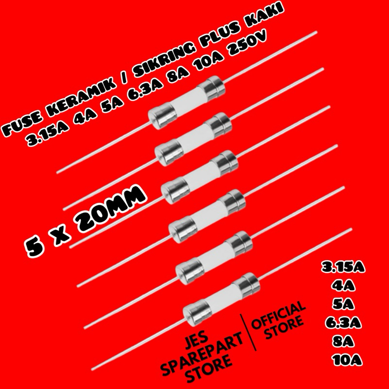 Jual FUSE KERAMIK / SIKRING PLUS KAKI 3.15A 4A 5A 6.3A 8A 10A 12A 250V | Shopee Indonesia