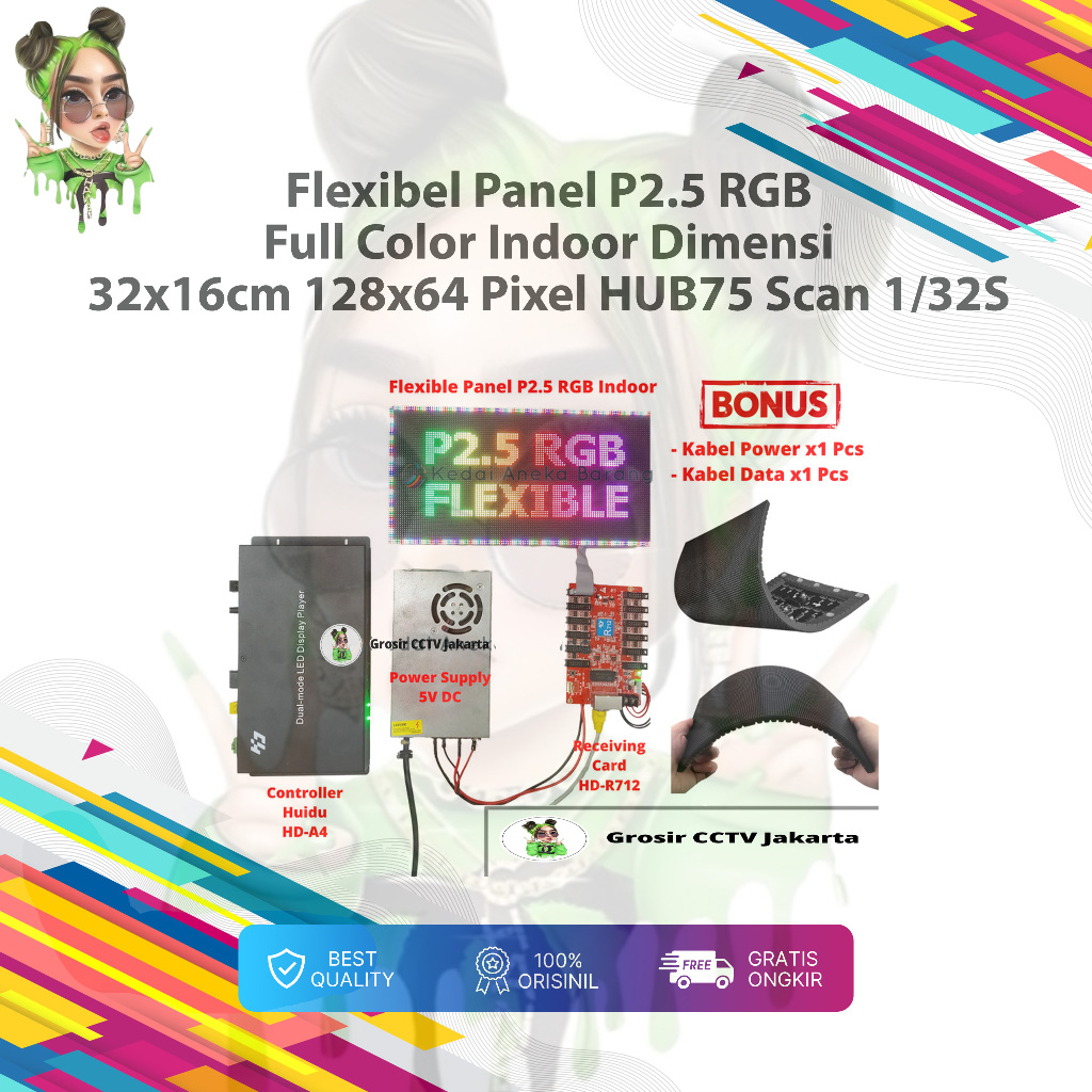 Jual Flexible Fleksibel Panel Modul LED P2.5 Videotron SMD RGB Indoor ...