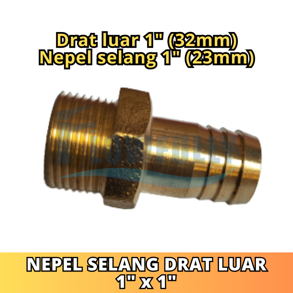 Jual NEPEL SELANG DRAT LUAR 1 X 1 INCH KUNINGAN SAMBUNGAN DRAT LUAR | Shopee Indonesia