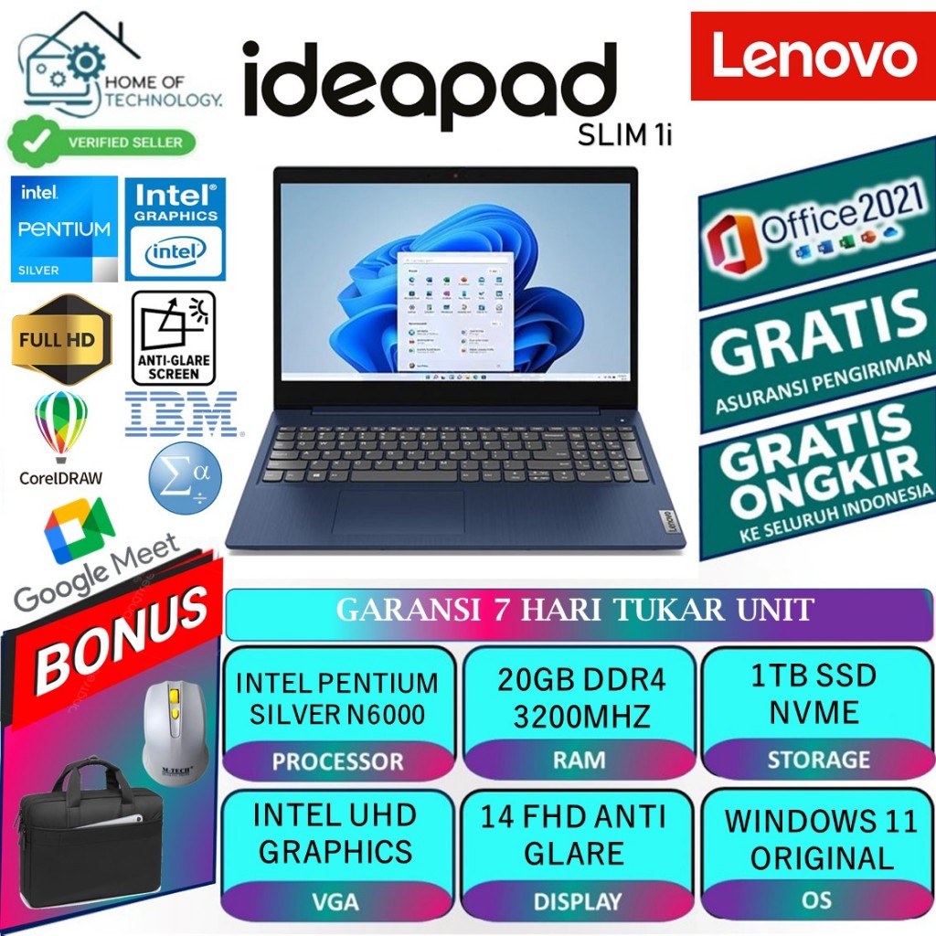 Jual Laptop Gaming LENOVO IDEAPAD SLIM 1i 15 INTEL PENTIUM SILVER N6000 ...