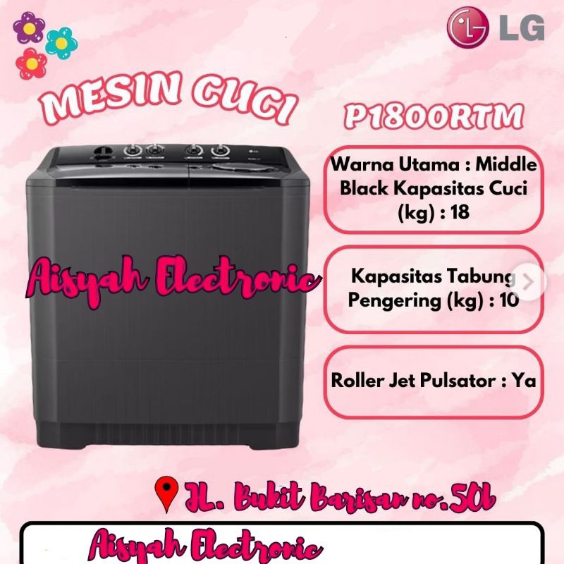 Jual MESIN CUCI LG 18 KG P1800RTM GARANSI RESMI | Shopee Indonesia