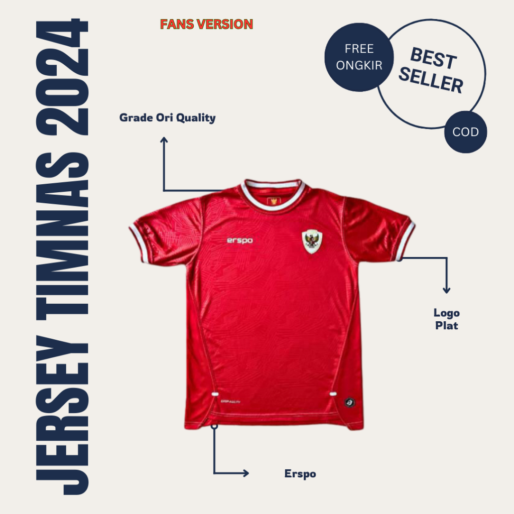 Jual Jersey Baju Bola Timnas Indonesia Home Erspo 2024 Grade Ori Top ...