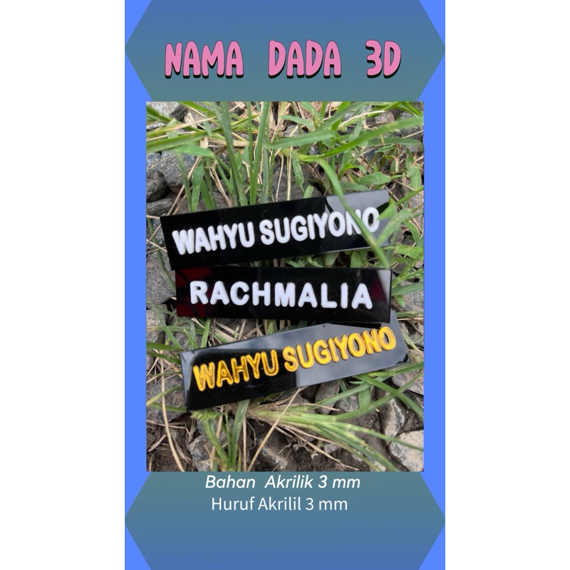 Jual Nama Dada Timbul 3D / Name Tag 3D / Papan Nama 3D | Shopee Indonesia