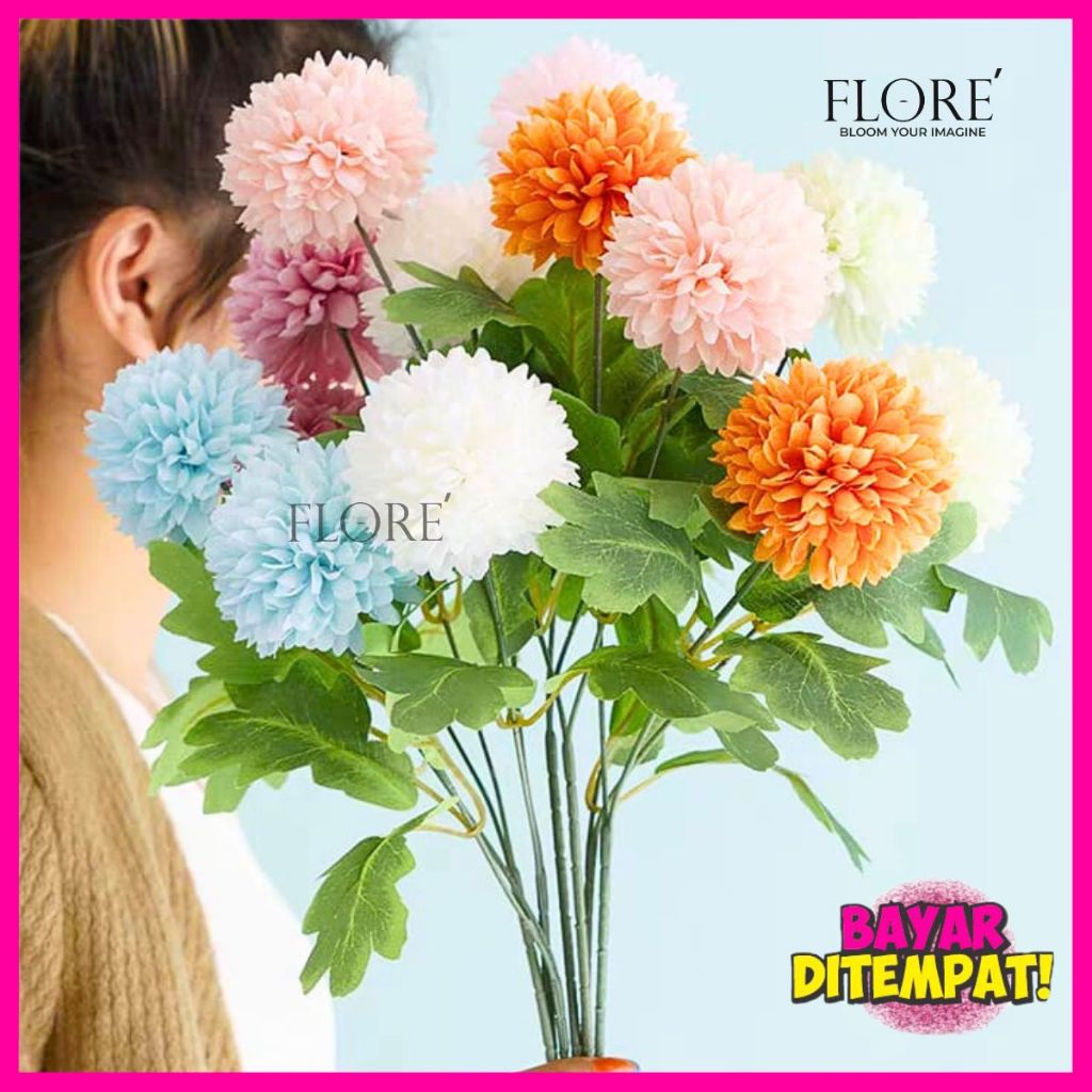 Jual Bunga Dandelion Tangkai Panjang Cabang 3/Hiasan Bunga Pingpong ...