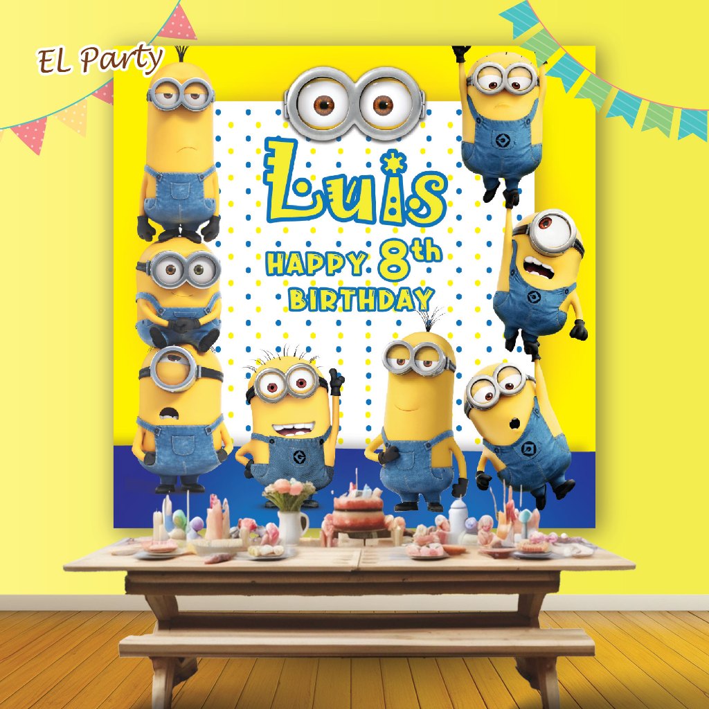 Jual Banner Ulang Tahun MINION Spanduk Ultah Kostum Karakter Background ...