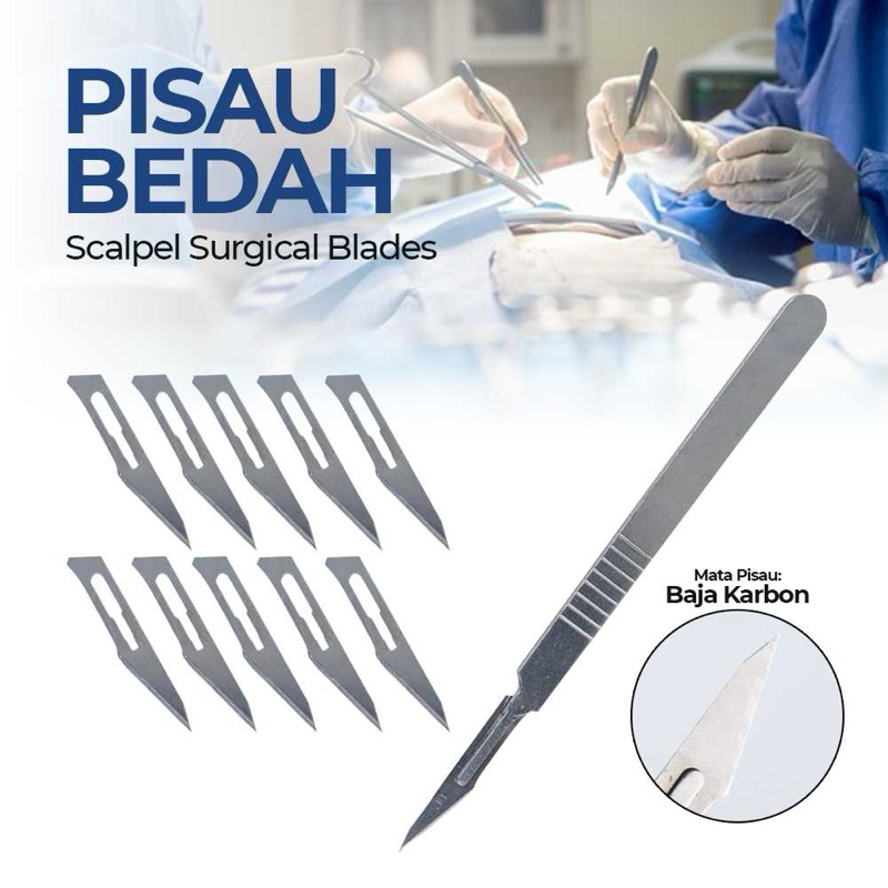 Jual Pisau Bedah Scalpel No 11 Handle Plus 10 PCS Mata Pisau Steril ...