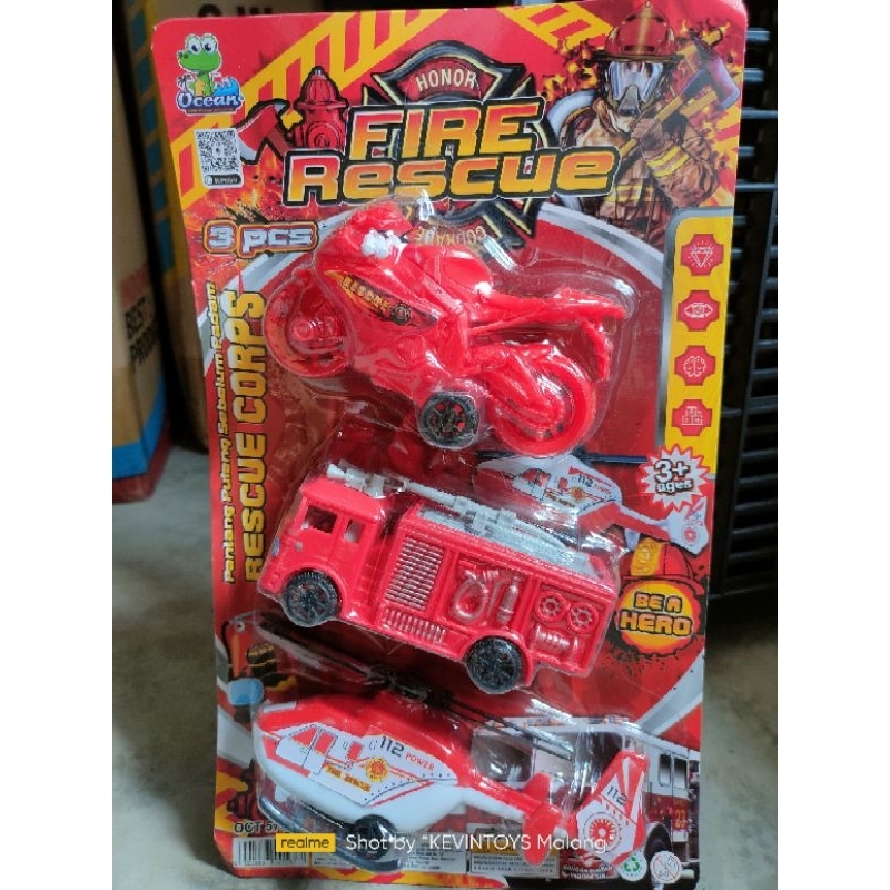 Jual OCT 5746 MAINAN PEMADAM KEBAKARAN 3PCS ADA HELIKOPTER MOBIL ...