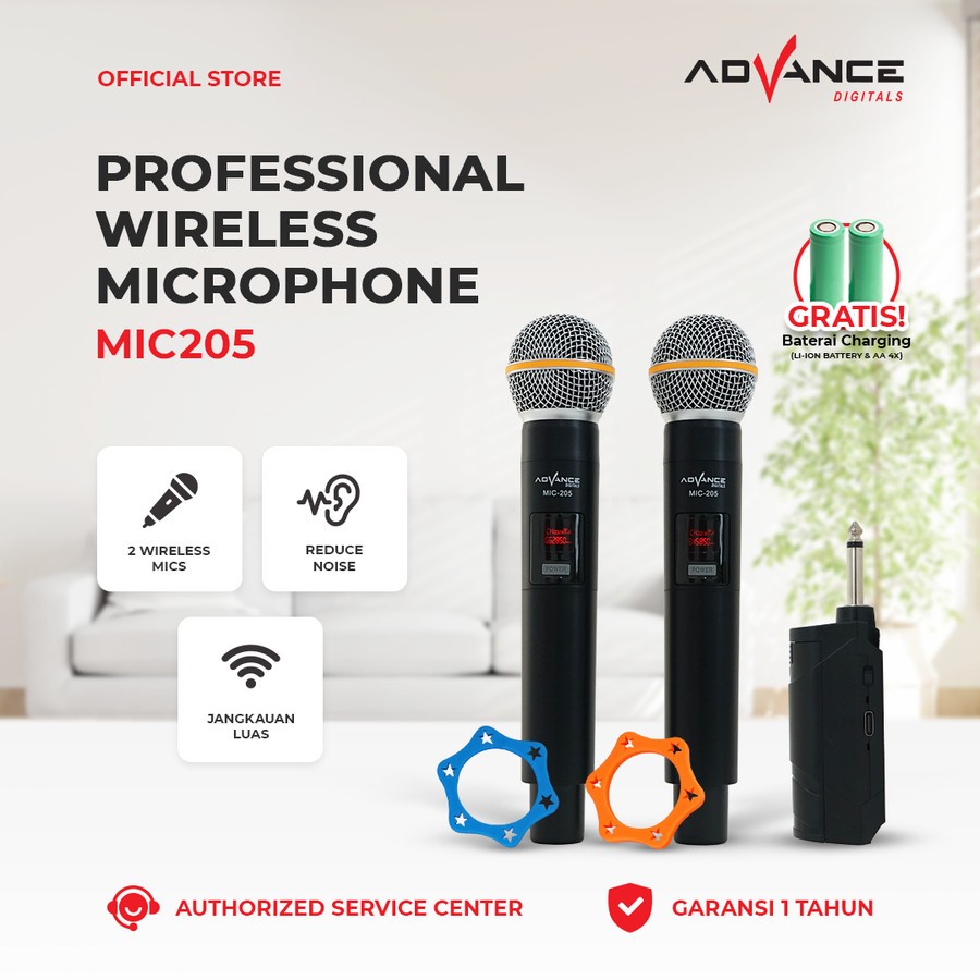 Jual Microphone Double Wireless Advance MIC-205 Mik Profesional ...