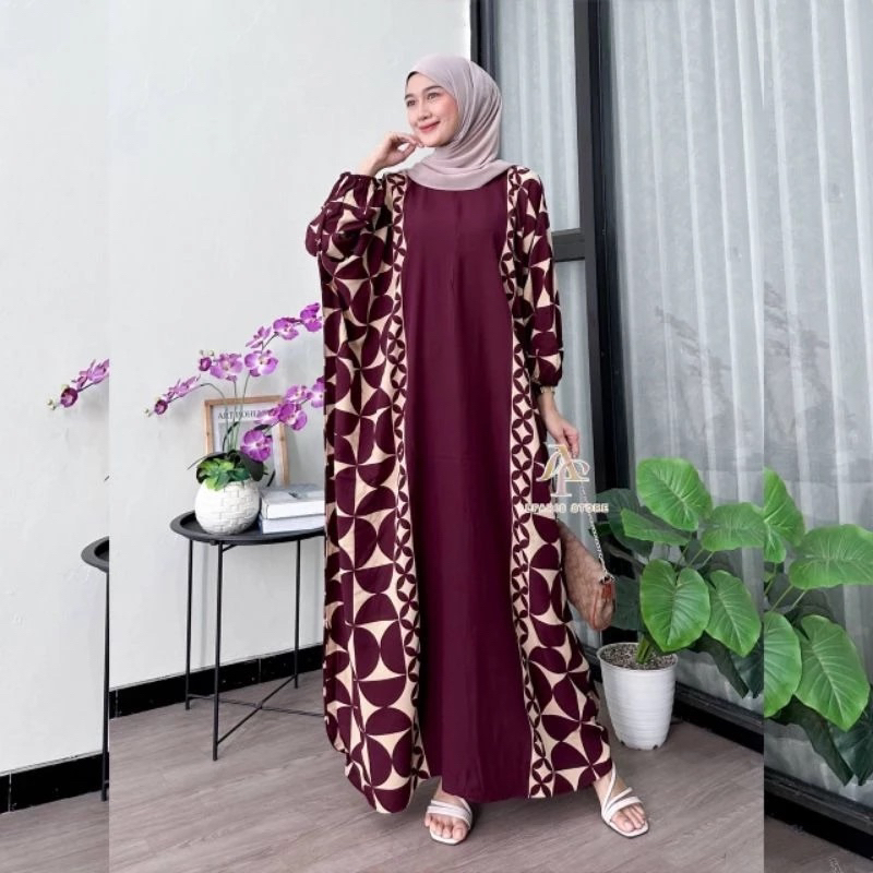 Jual Kaftan Motif Claudy Ld 180 cm Kaftan Panjang Muslim Wanita Nyaman ...
