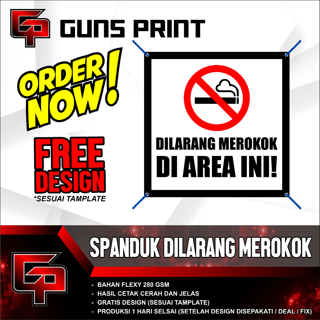 Jual GRATIS DESIGN - SPANDUK BANNER BALIHO " DILARANG MEROKOK " UK. 100 ...